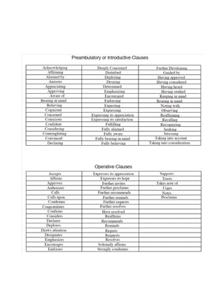 Preambulatory and Operative Clauses | PDF