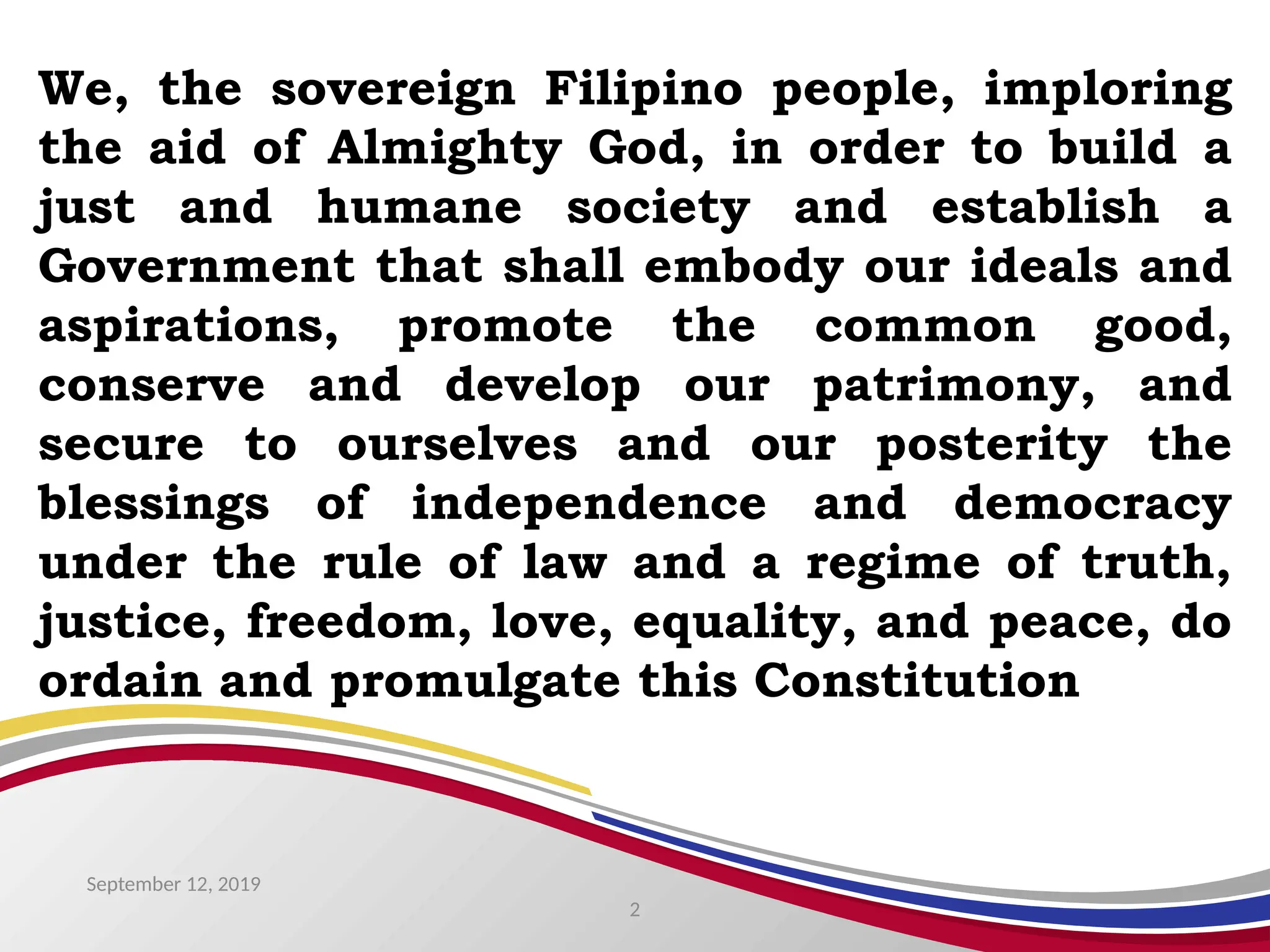 Preamble of The Republic of the Philippines | PPTX