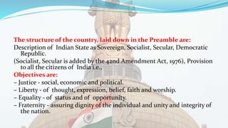 Preamble and Its Values (of the Indian Constitution) | PPTX