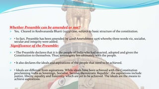 Preamble and Its Values (of the Indian Constitution) | PPTX