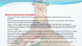Preamble and Its Values (of the Indian Constitution) | PPTX
