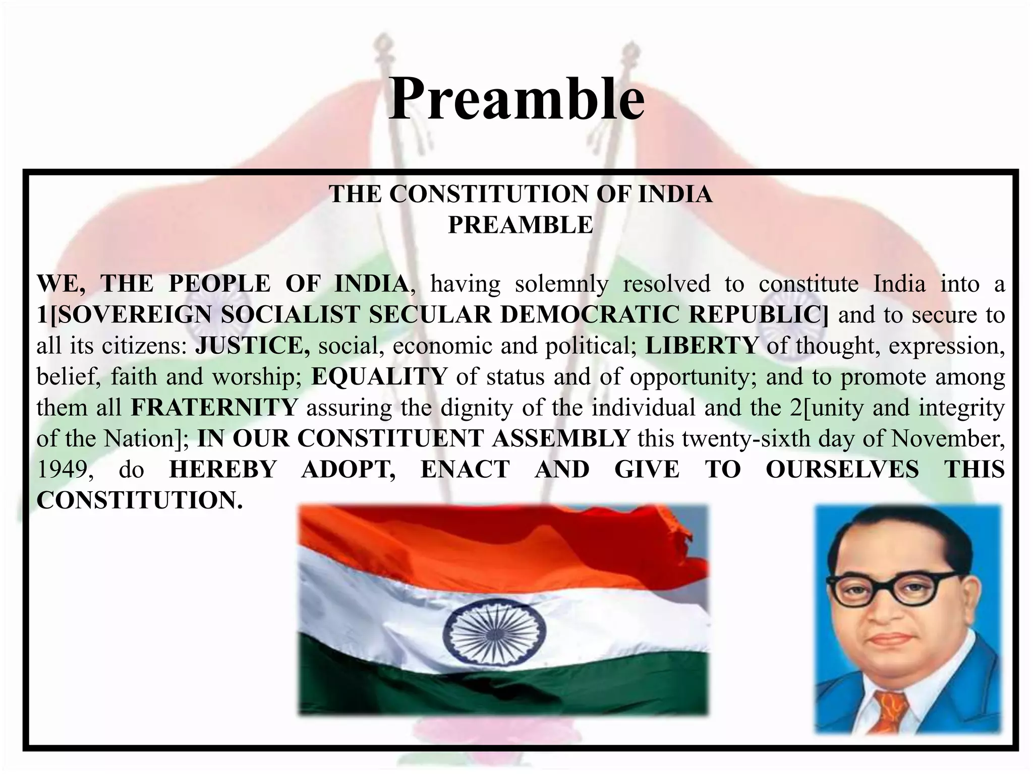 Preamble to constitution of india | PPTX