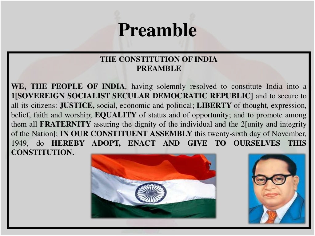 Preamble to constitution of india