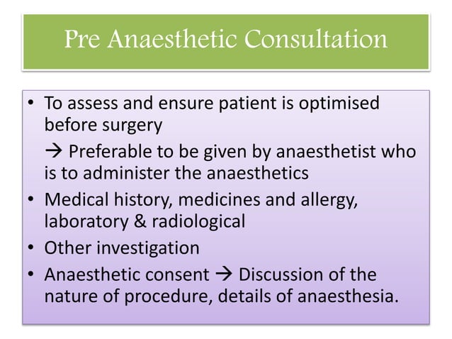 Pre anaesthetic assessment and preoperative fasting guidelines | PPTX ...