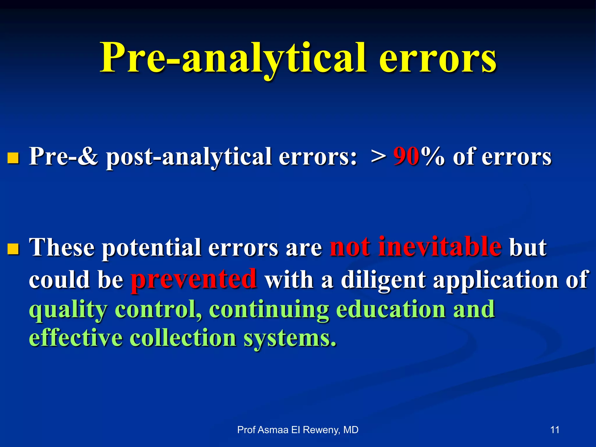 Preanalytical error clinical chemical tests | PDF
