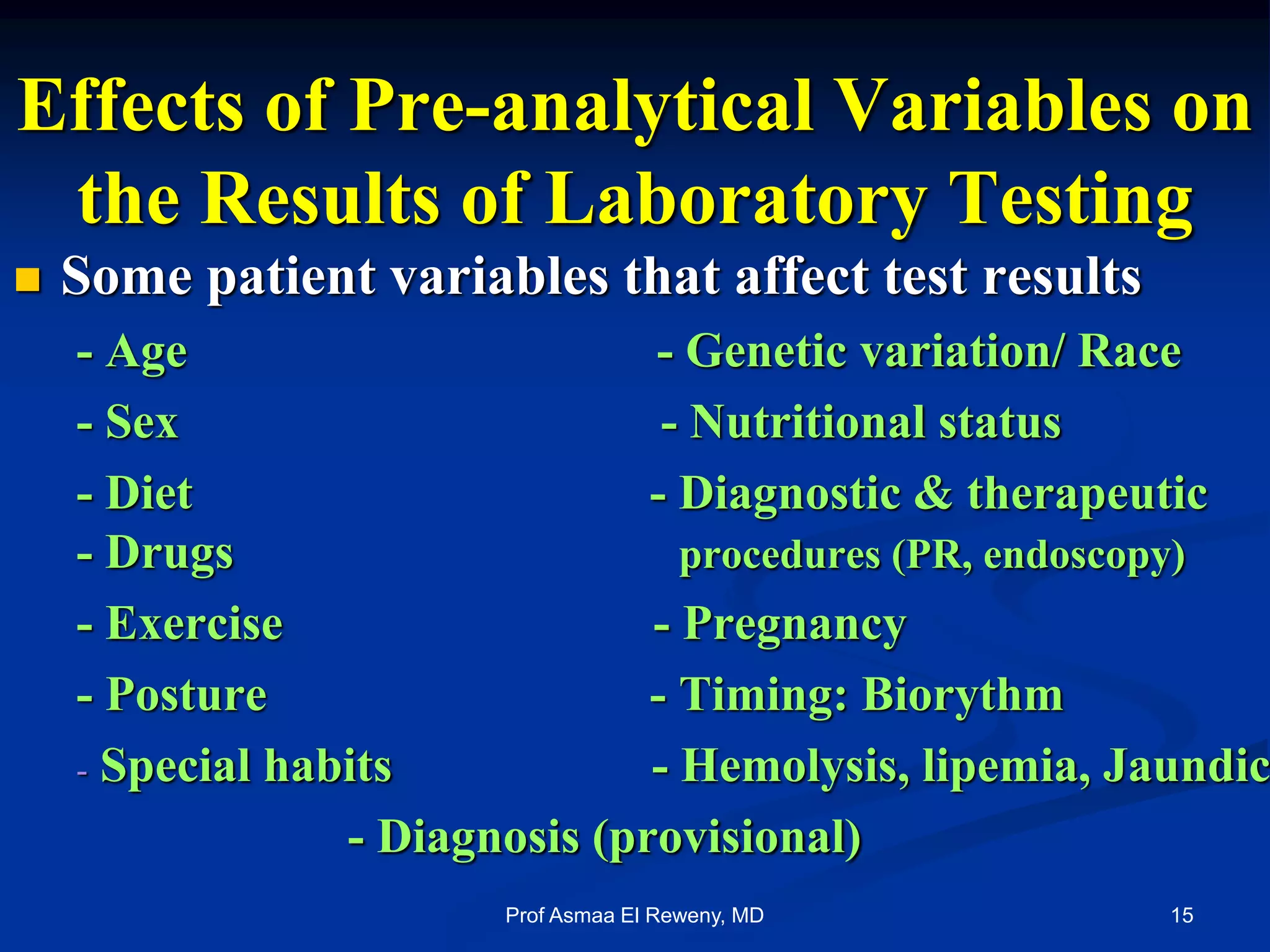 Preanalytical error clinical chemical tests | PDF