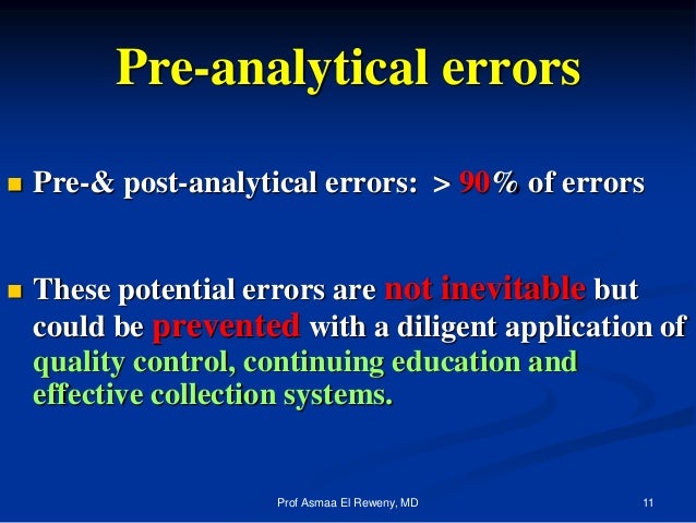 Preanalytical Error Clinical Chemical Tests