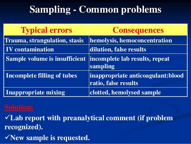 Preanalytical error clinical chemical tests