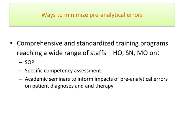 Pre analytical in lab testing | PPTX | Blood Disorders | Diseases and ...