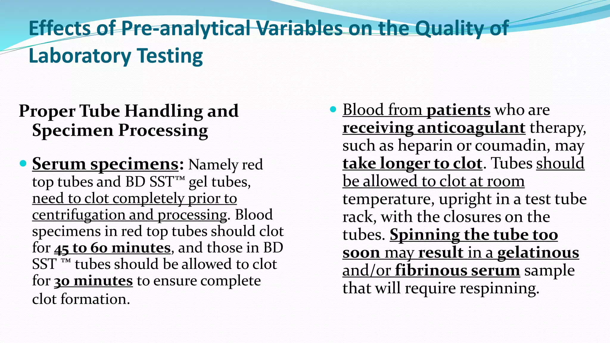 Preanalytical quality control practices in clinical laboratory | PPTX