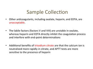 Preanalytical variables in coagulation testing | PDF