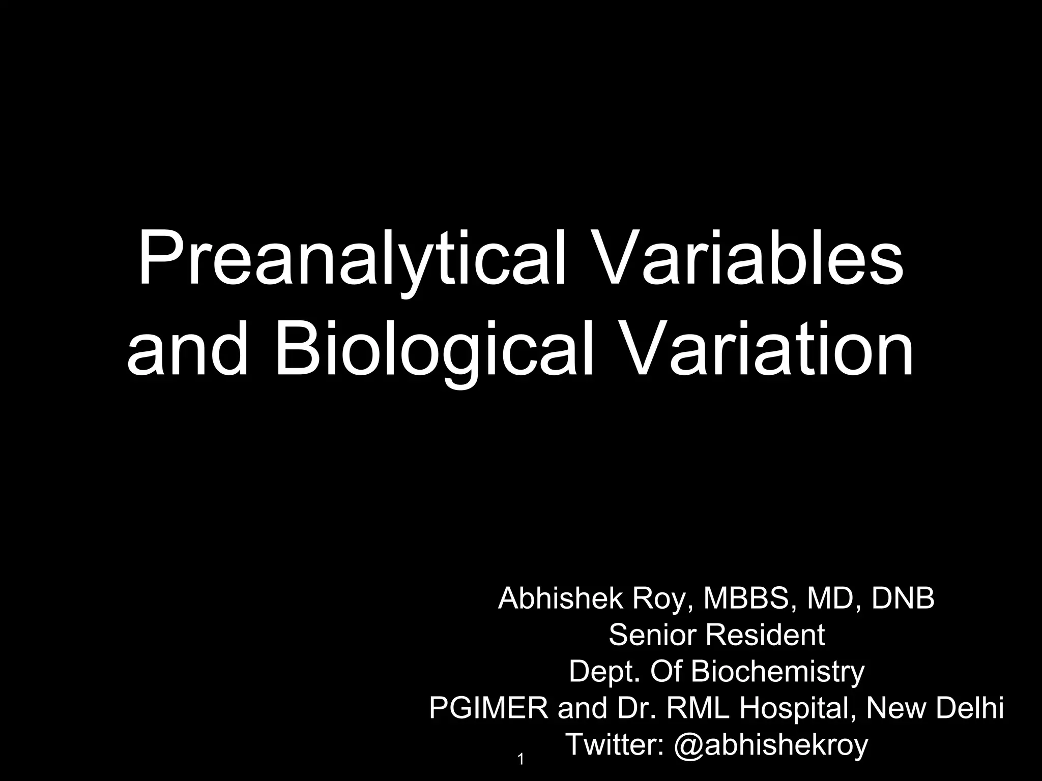 Preanalytical Variables And Biological Variation Pptx Endocrine And Metabolic Diseases
