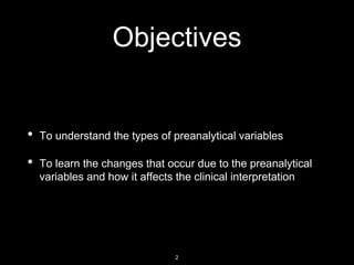 Preanalytical variables and Biological Variation | PPTX