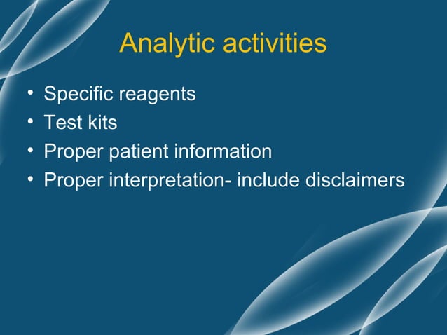 Pre analytic and postanalytic test management | PPT | Manufacturing ...