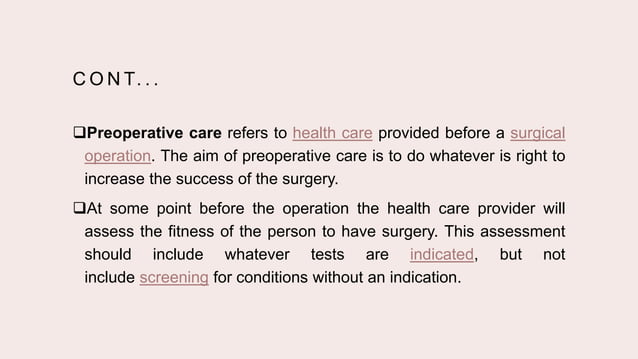 pre and post operative care ppt | PPTX