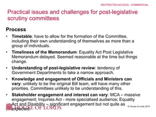 Pre and post legislative scrutiny in the House of Lords | PPTX | Law