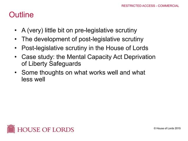 Pre and post legislative scrutiny in the House of Lords | PPT