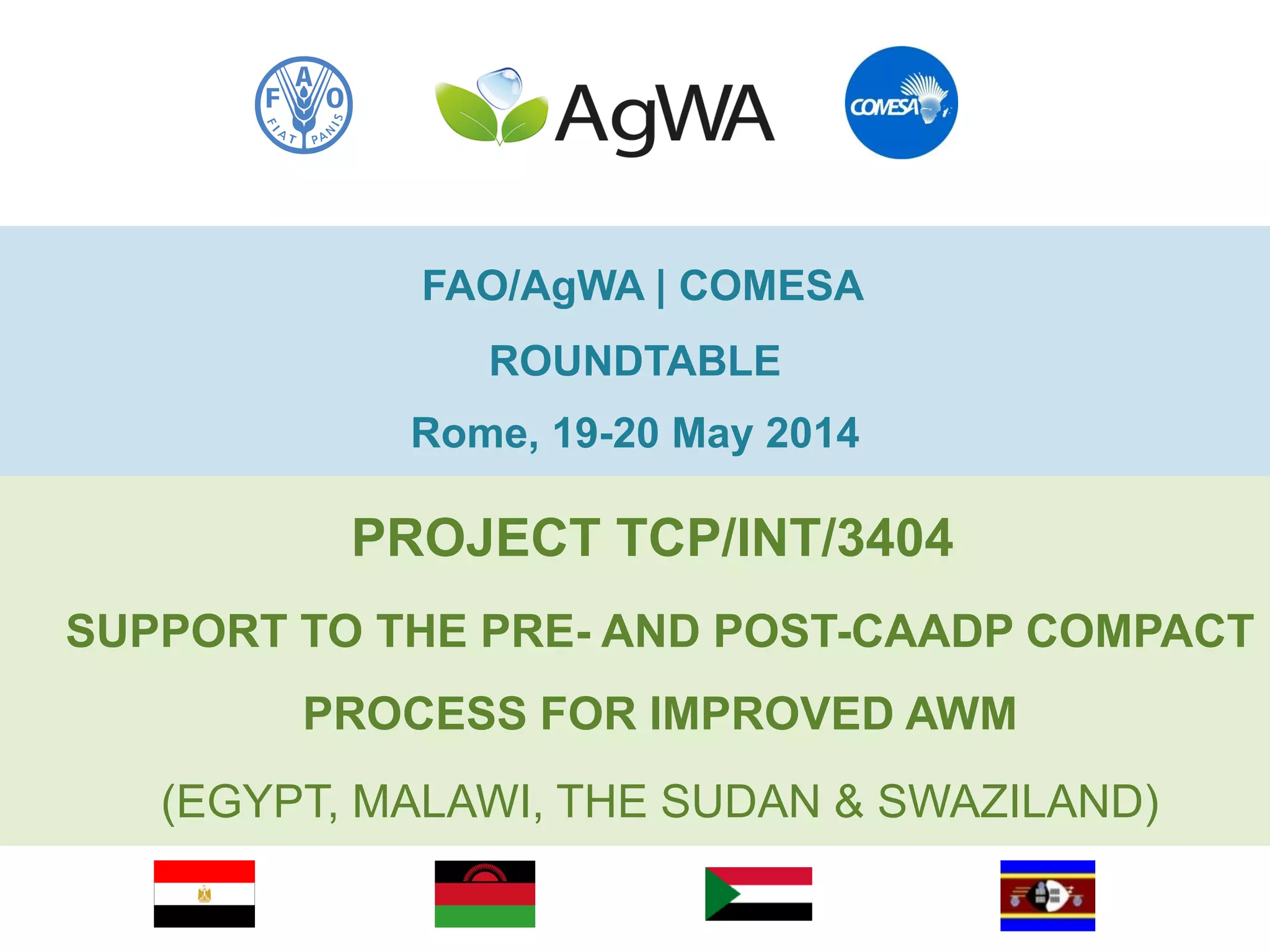 Support To The Pre- And Post-CAADP Compact Process For Improved AWM | PPT
