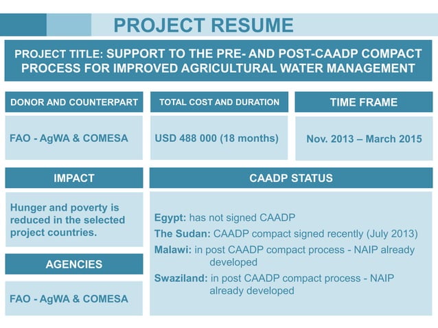 Support To The Pre- And Post-CAADP Compact Process For Improved AWM | PPT