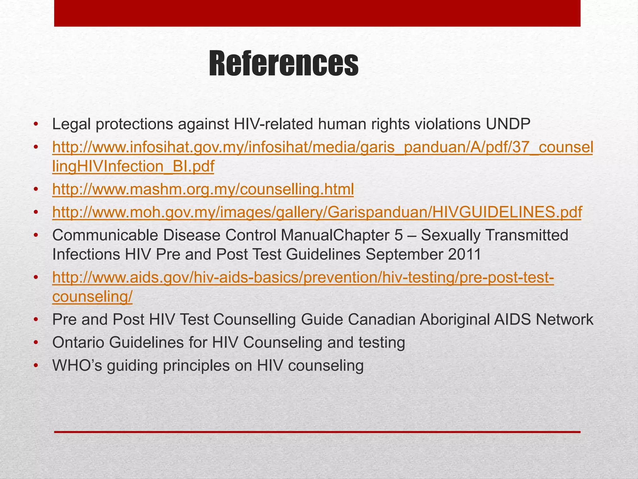 Pre and post HIV counseling (VCT) | PPTX