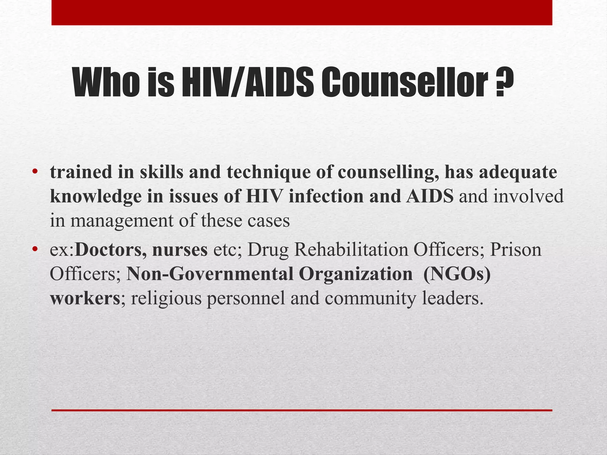 Pre and post HIV counseling (VCT) | PPTX