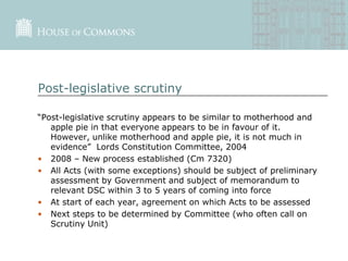 Pre and post legislative scrutiny March 2013 | PPTX