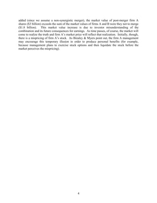 Pre and post merger p e ratios | DOC