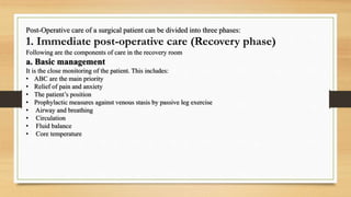 PRE AND POST OP CARE Ward P.pptx presentation of pre and post OP ...