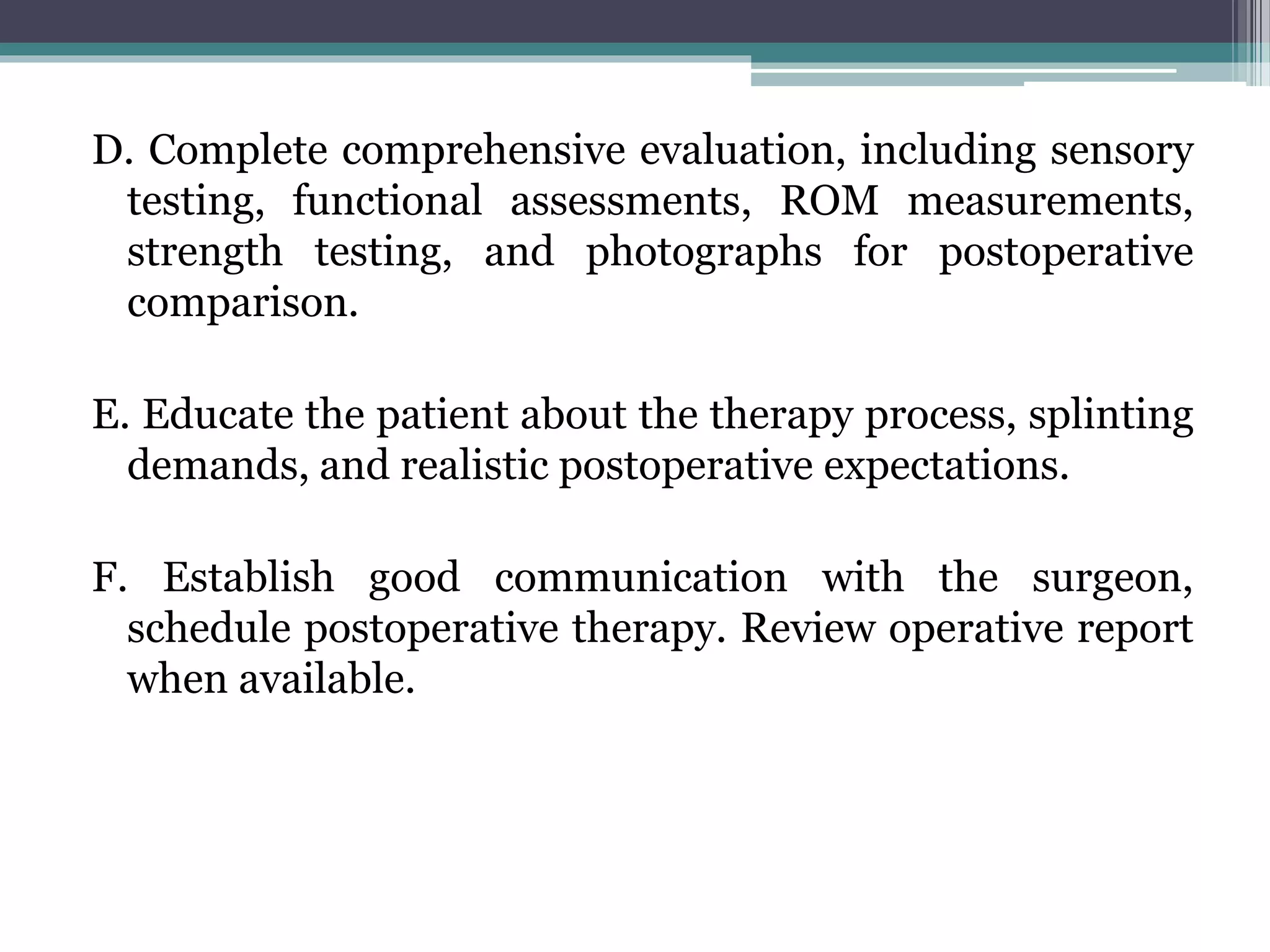 Pre and post operative management in tendon transfer | PPTX