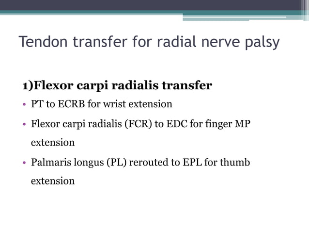 Pre and post operative management in tendon transfer | PPTX