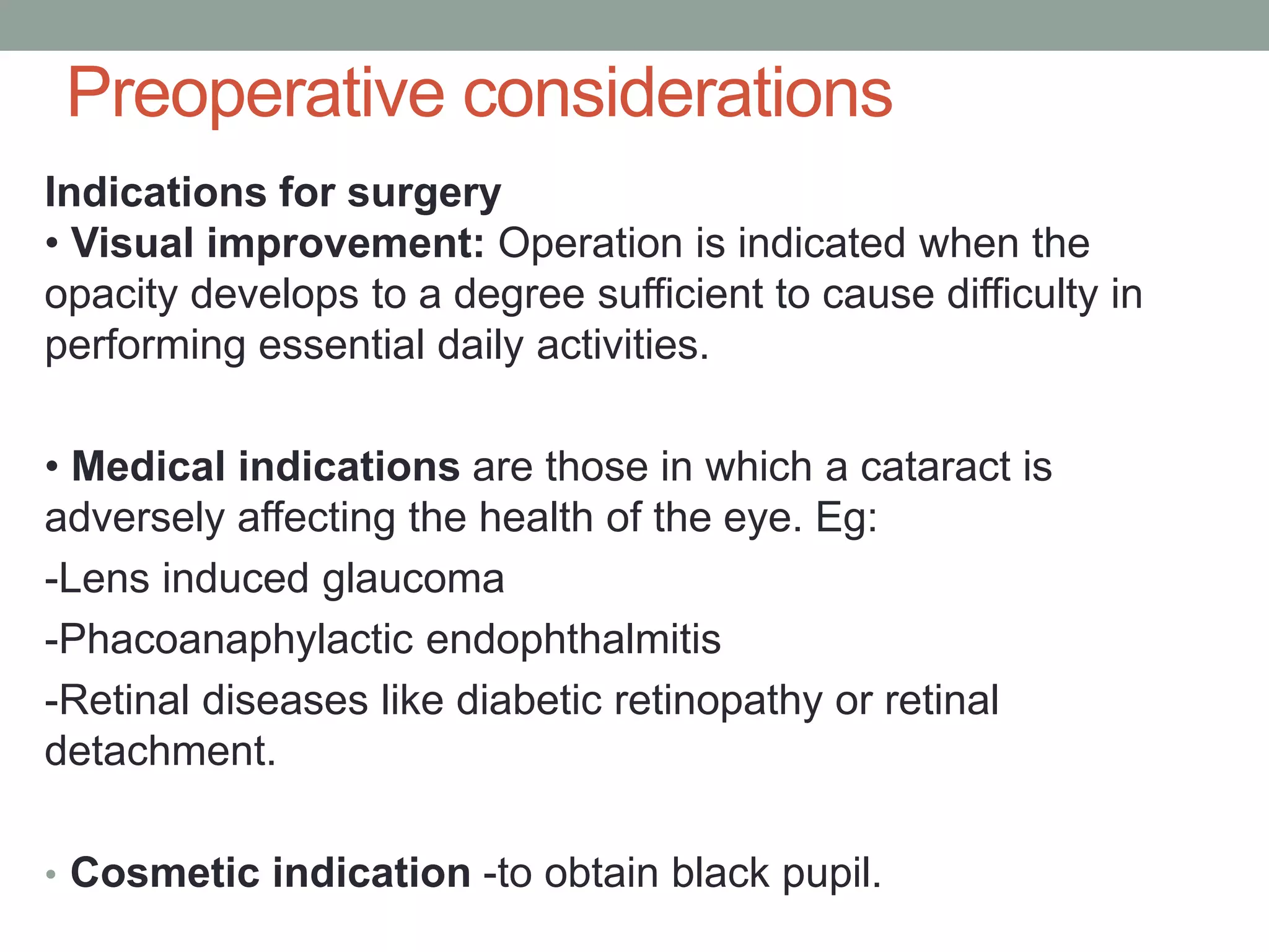Pre and post operative management of cataract | PPTX