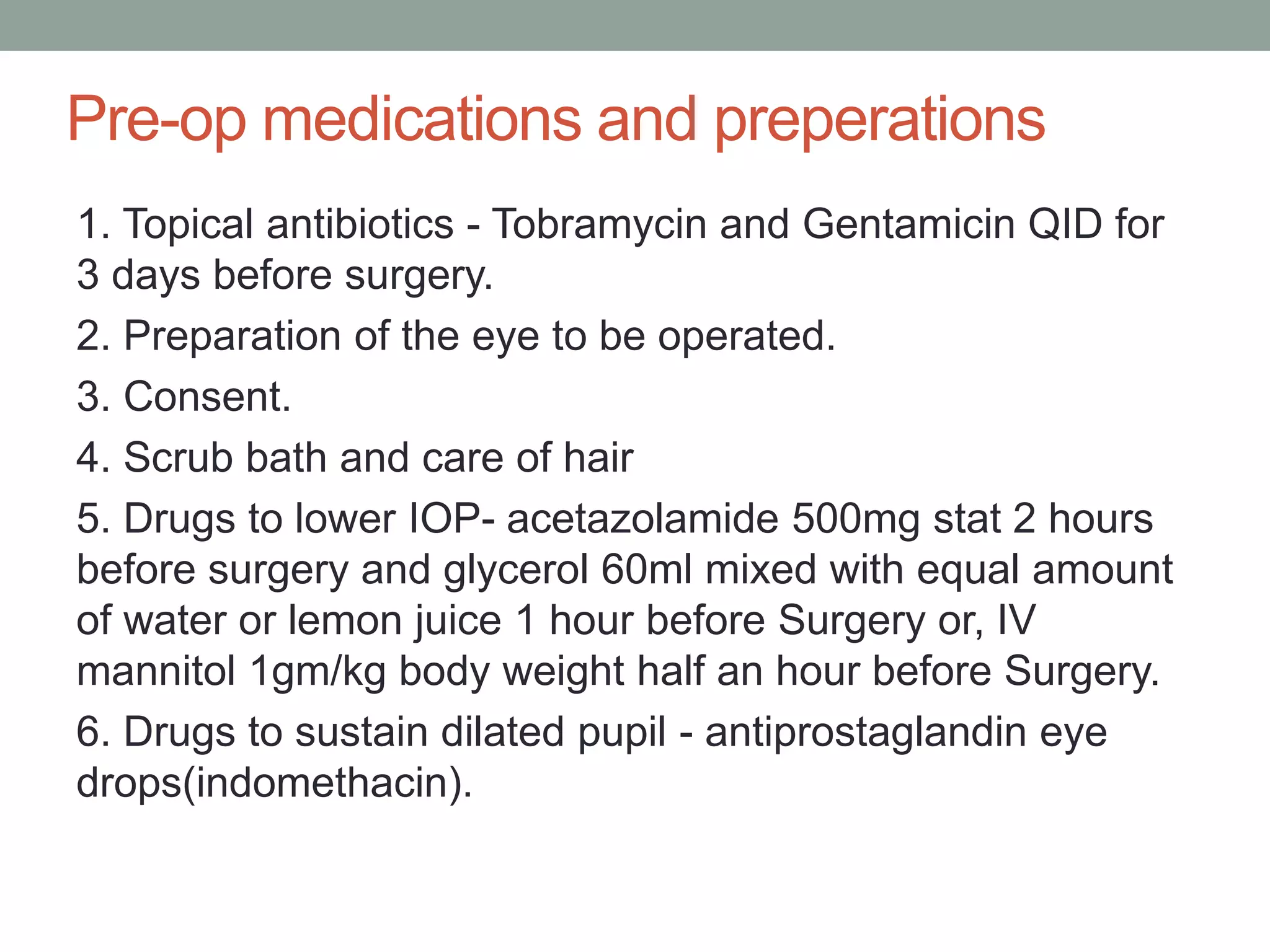 Pre and post operative management of cataract | PPTX