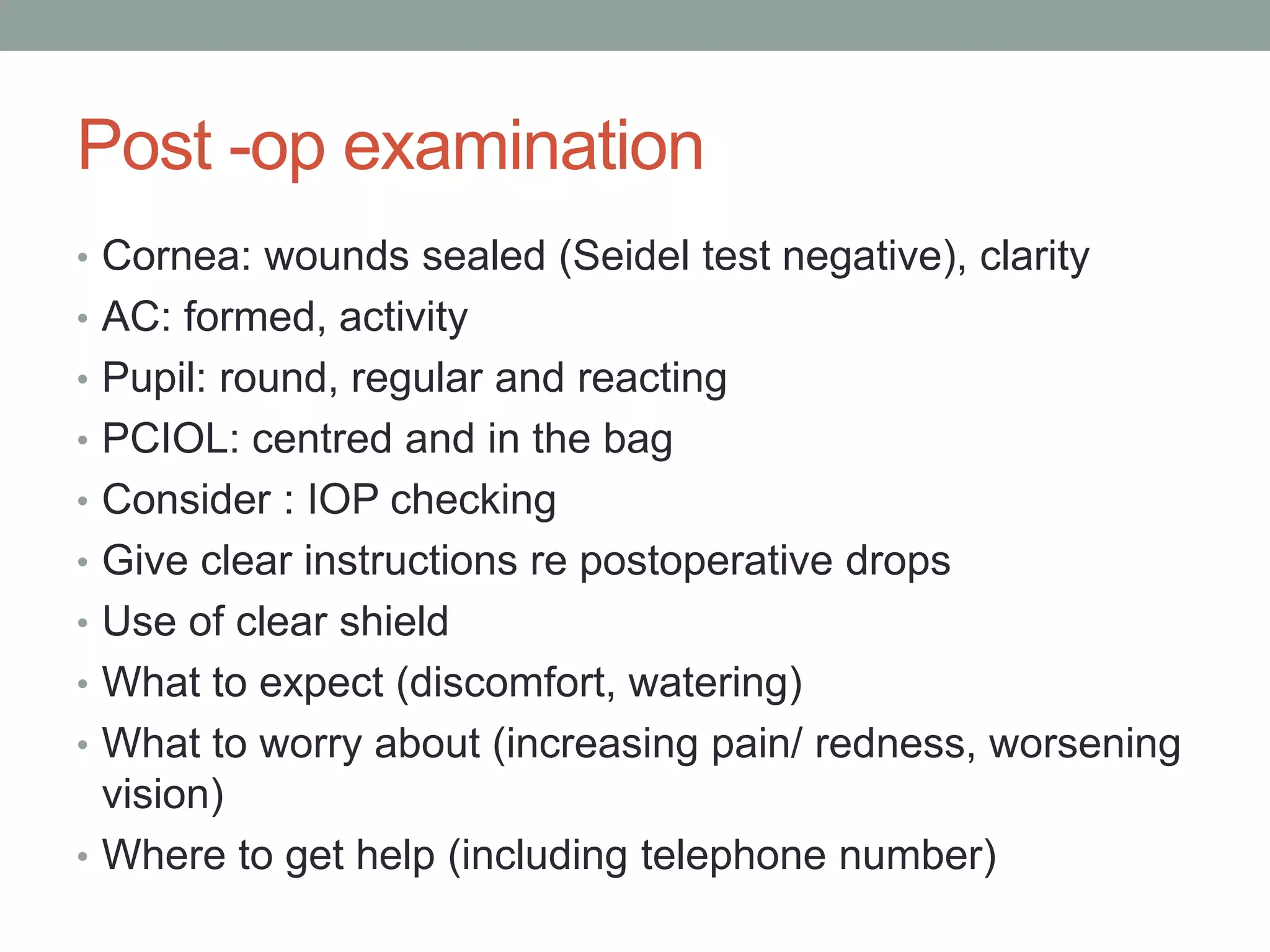 Pre and post operative management of cataract | PPTX