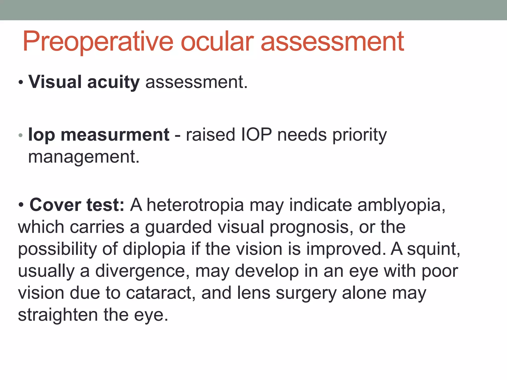 Pre and post operative management of cataract | PPTX