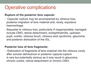 Pre and post operative management of cataract | PPTX
