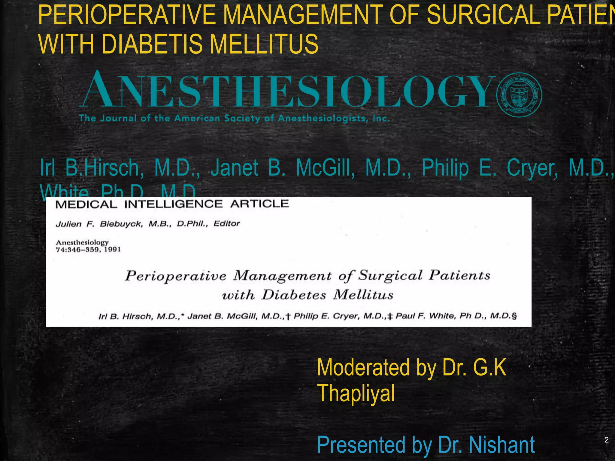 Pre and post operative management of surgical patients | PPTX