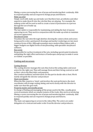 Pre and post production roles | DOCX