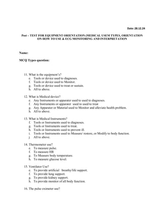 pre and post test dox. question paper format | PDF
