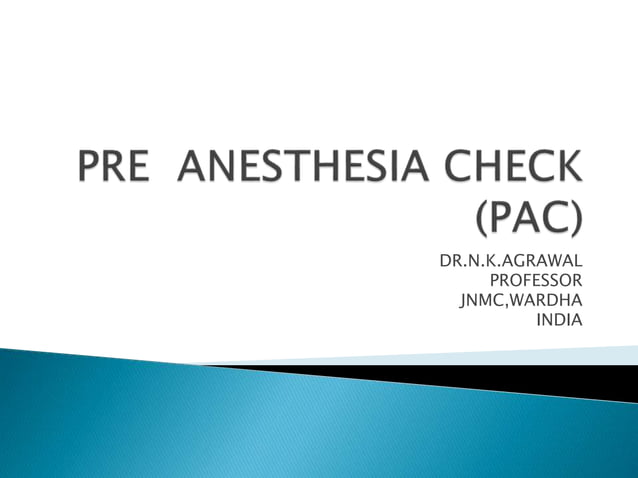 Pre anesthesia check | PPT