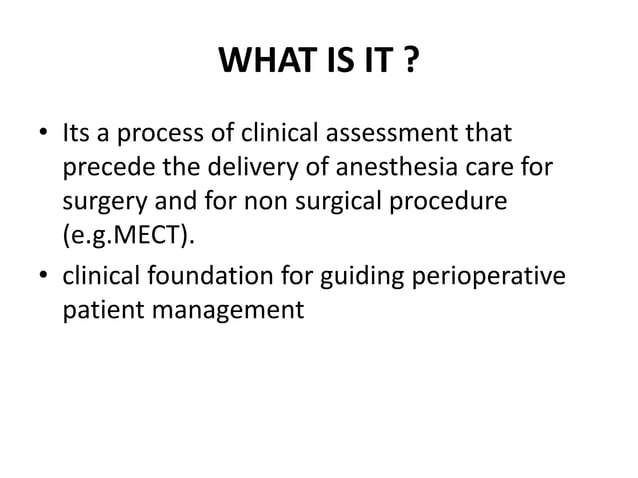 Preanesthesia evaluation (pac) | PPTX | Lung and Respiratory Health ...