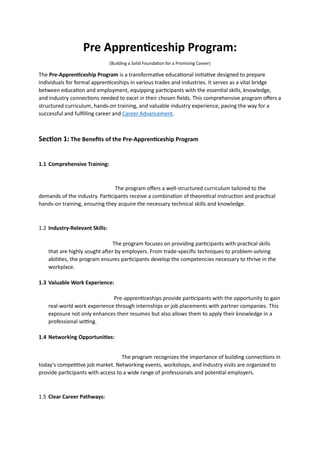 Pre Apprenticeship Program | DOCX