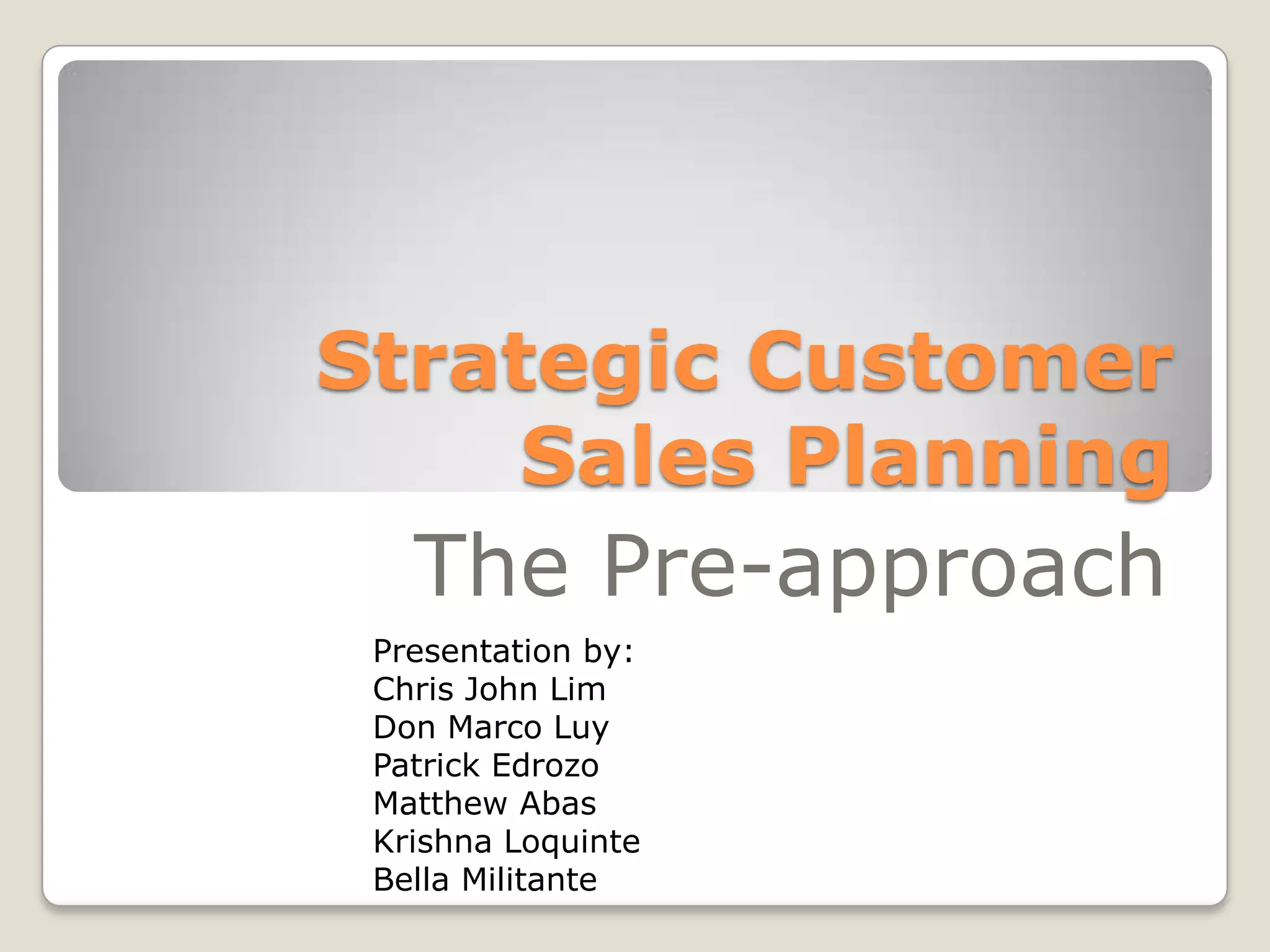 Sales Process Preapproach | PPTX