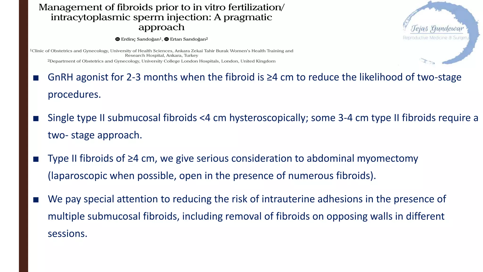 Pre-ART Management of Fibroids | PPTX