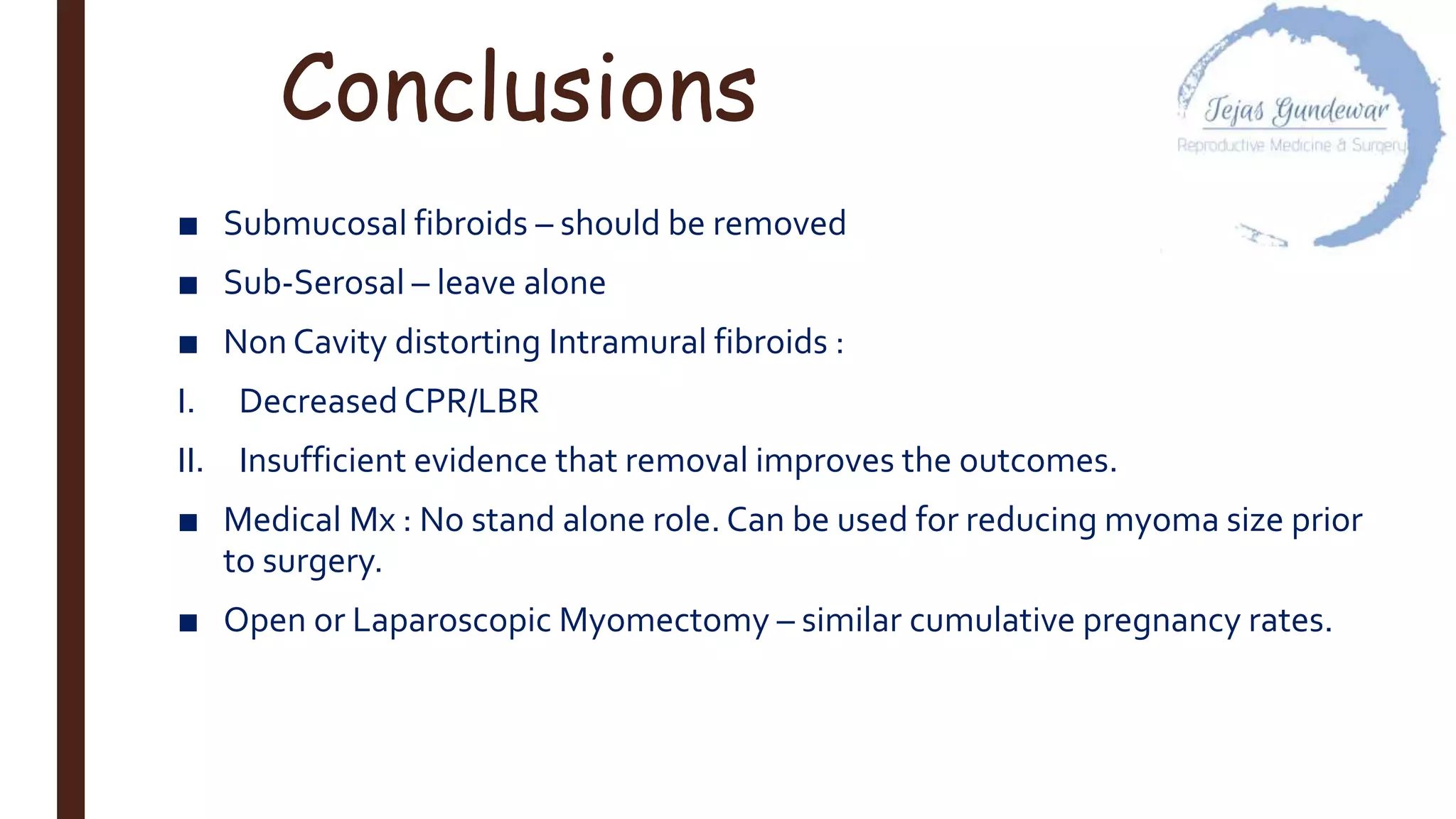 Pre-ART Management of Fibroids | PPTX