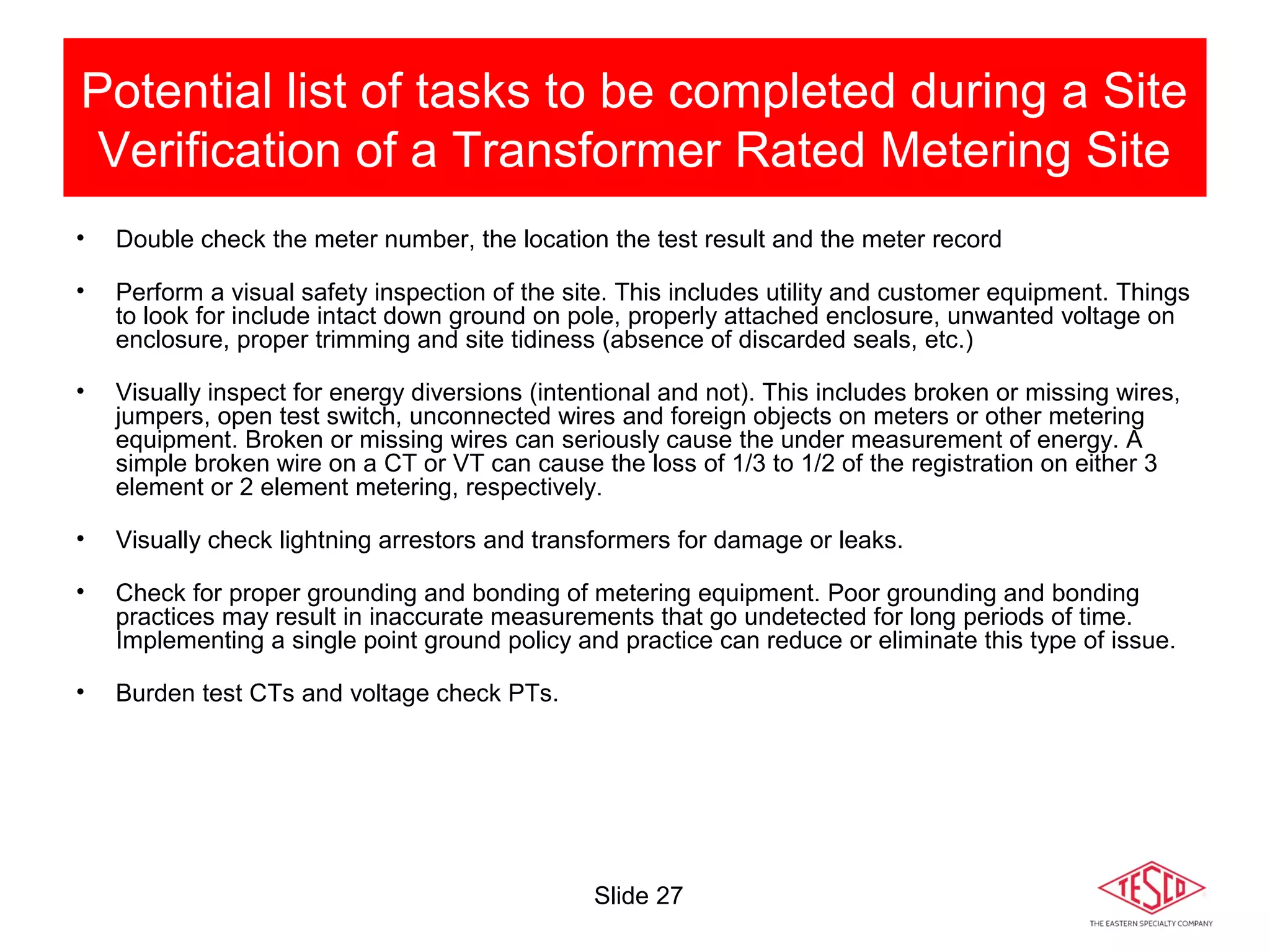 Transformer Rated Metering Site Verification | PPT