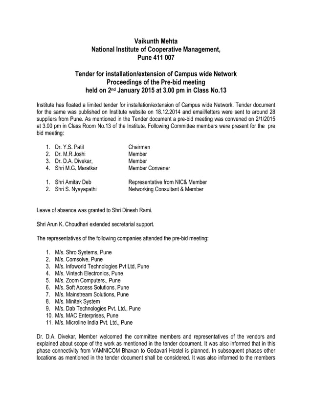 Tender for installation/extension of Campus wide Network | PDF