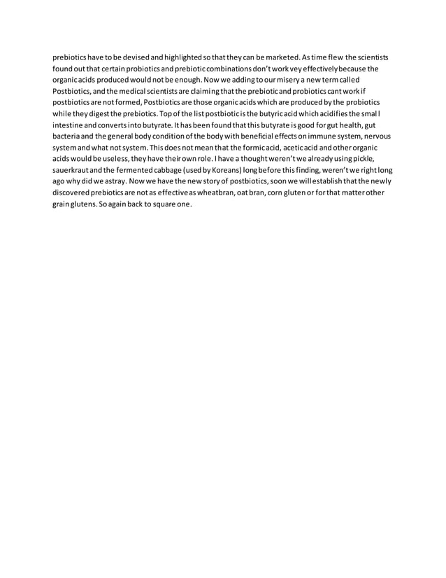 Prebiotics postbiotics probiotics | DOCX