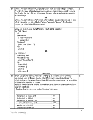 GVKCV Computer Science(083) Pre board sample paper 2 Class 12 (20-21 ...