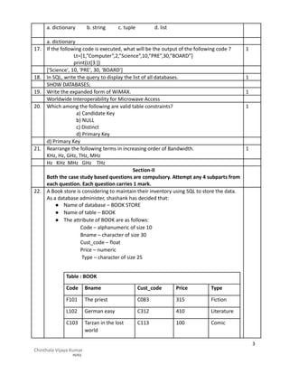 GVKCV Computer Science(083) Pre board sample paper 2 Class 12 (20-21 ...