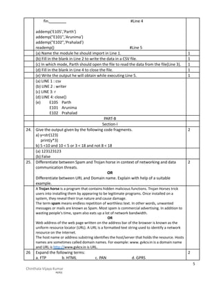 GVKCV Computer Science(083) Pre board sample paper 2 Class 12 (20-21 ...